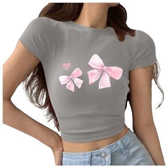 Generic Demi-chemises d&eacute;t&eacute; pour femmes 2025 minceur sortant t-shirts courts amples d&eacute;contract&eacute;s &agrave; manches courtes coupe ample tendance t-shirt graphique migno