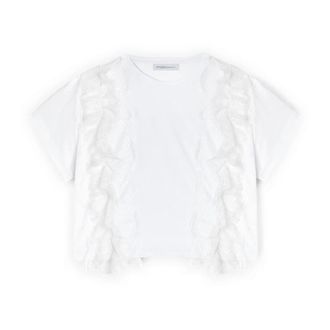 Motivi T-Shirt mit Spitzeneins&auml;tzen - - Blouses & Shirts - Damen - Wei&szlig; - XS