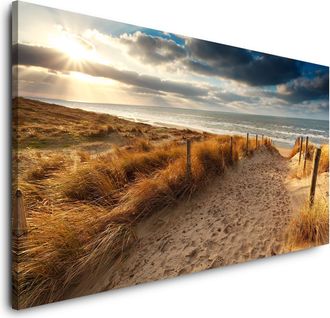Paul Sinus Art Niederlande Strand 120x 60cm Panorama Leinwand Bild XXL Format Wandbilder Wohnzimmer Wohnung Deko Kunstdrucke