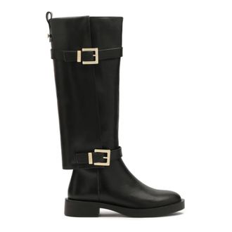 Kazar Schwarze flache Stiefel mit Overlay-Obermaterial.Dieses Produkt f&auml;llt klein aus. - - Shoes - Damen - Schwarzk - 36 EU