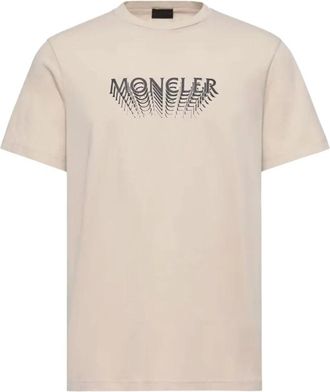 Moncler Homme, Tops, Beige, Taille: 2XL Logo Cotton Jersey T-Shirt