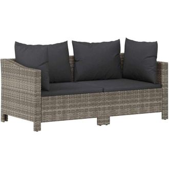 vidaXL Salon de jardin 2 pcs avec coussins Gris R&eacute;sine tress&eacute;e