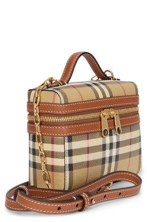 Burberry Tartan-Check Canvas Top Handle Bag - Beige