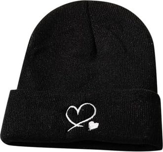Generic Bonnet Femme Hiver Bonnet Femme Chapeau Femme Hiver Confortable Classique - Bonnet Laine Broderie Coeur Unisexe, Mode Hip Hop Hiver, Chaud et Fashion 