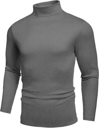 Coofandy Chemise à Manches Longues pour Hommes Col Montant Dralon Manches Longues Col Montant Classique Pull Thermique Chemise Slim Fit Loisirs Demi Col Roulé 