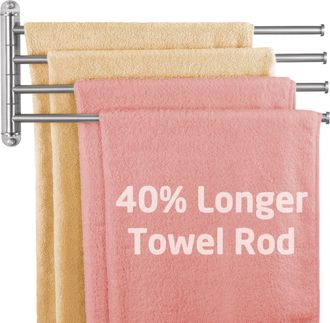 Kes Handtuchhalter Schwenkbar Handtuchstange 4 Armig Bad Edelstahl SUS304 Badetuchhalter 50CM 180° Drehung Gebürstet, A2103S4L50-2