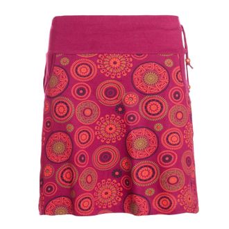 vishes Alternative Bekleidung - Damen Mini-Rock Baumwolle Mandala-Muster extra breiter Bund mit Kordel-Zug mit Taschen dunkelrot 42