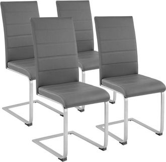 TecTake Tectake - Ensemble 4 chaises de salle à manger aspect cuir ergonomique gris
