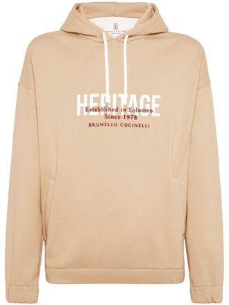Brunello Cucinelli hoodie &agrave; logo brod&eacute; - Tons neutres