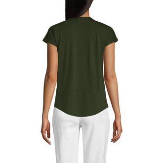 Lands End Shirt aus Baumwolle/Modal-Mix mit Ballett-Ausschnitt, Damen, Gr&ouml;&szlig;e:32-34 regular, Gr&uuml;n, Baumwolle Modal, by Lands End