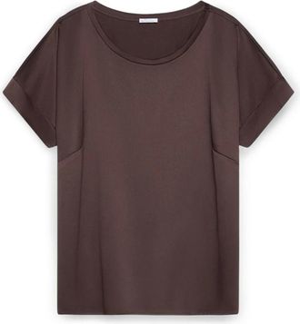 Fiorella Rubino Zweifarbiges T-Shirt aus Satin und Jersey - - Blouses & Shirts - Damen - Braun - S