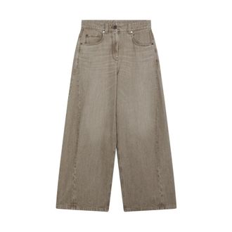 Brunello Cucinelli Femme, Jeans, Gris, Taille: 38 FR Authentic Denim Wide Jeans