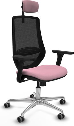 Piqueras y Crespo B&uuml;rostuhl aus Stoff, h&ouml;henverstellbar, mit 3D-Armen, h&ouml;henverstellbare Lendenwirbelst&uuml;tze und h&ouml;henverstellbares Kopfteil, Schwarz / Rosa