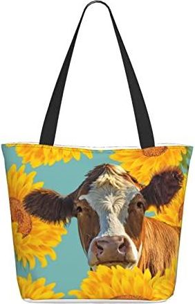 AOOEDM Highland Cattle With Sunflower Ladies Shopping Bag 13x11x7in.Le cadeau parfait pour la Saint-Valentin.Cest de la Saint-Valentin pour maman, fille, &eacute;po
