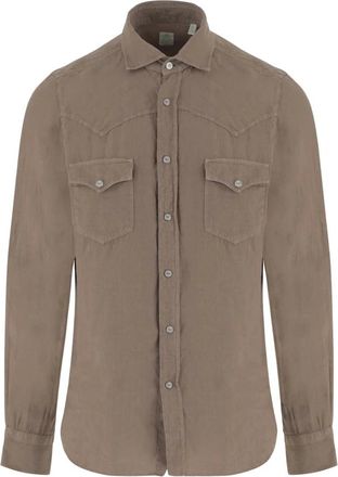 Finamore Homme, Chemises, Beige, Taille: 5XL Chemise en lin