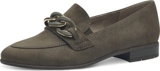 Jana Damen Loafer ohne Absatz Vegan Blockabsatz, Grün (Olive), 38 EU