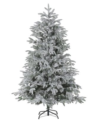 Beliani K&uuml;nstlicher Weihnachtsbaum mit Schnee 180 cm schneebedeckt wei&szlig; Bassie