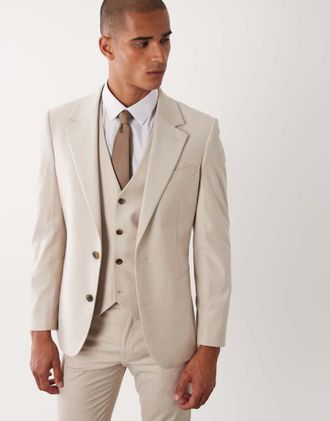 Asos Anzugjacke mit engem Schnitt in Beige-Neutral