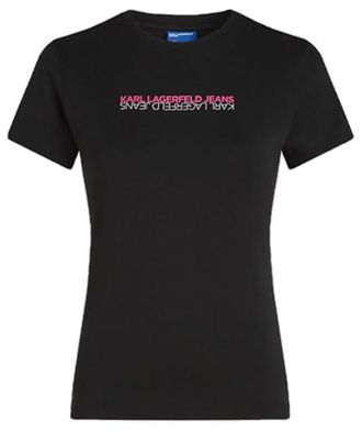 Karl Lagerfeld Karl Lagerfeld Jeans, Womens, Short Sleeve Reflection Tee, Slim Fit T-Shirt, Noir, XL Femmes