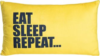 Stuco Spr&uuml;chekissen Dekokissen Kuschelkissen Samt-Optik 30x50 cm inkl. F&uuml;llung (Eat Sleep Repeat)