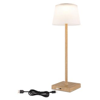 Globo Lighting Tischleuchte Au&szlig;en Tischlampe Holzoptik LED Touchdimmer Akku dimmbar Gartenleuchte USB, warmwei&szlig;-kaltwei&szlig;, DxH 13x38 cm