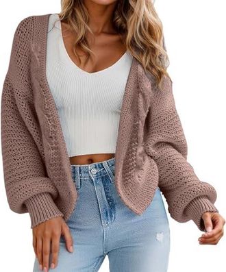 Generic Vestes en tricot &eacute;pais pour femmes, cardigan doux, chaud, ouvert sur le devant, surdimensionn&eacute;, v&ecirc;tements dext&eacute;rieur tendance pour lautomne et lhiver 