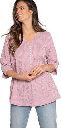 Ulla Popken Bubble-Tunika, Herzausschnitt, Biesen, 3/4-arm Tunique, Magnolia Rouge, 58-60 Femmes