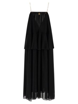 Chlo&eacute; Silk Chiffon Ruffled Dress - Black