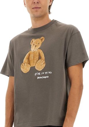Palm Angels Printed Cotton T-Shirt - Gray