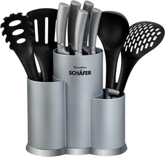 Schäfer 10-tlg. Messerblock inkl. Küchenhelfer SCHÄFER Metallic (Metallic Silber)