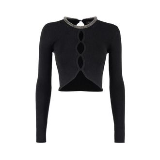 Nenette Schwarzes Hemd mit Strass-Detail - - Tops - Damen - Schwarzk - M