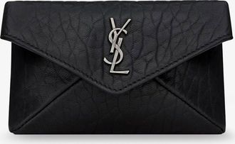 Saint Laurent Leather Envelope card holder with Metal Cassandre logo - SAINT LAURENT - gender_Man