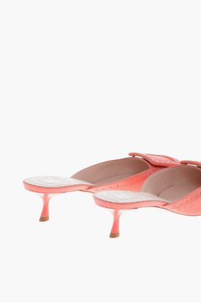 Roger Vivier Suede Mules VIV IN THE CITY with 5cm Front Buckle Roger Vivier