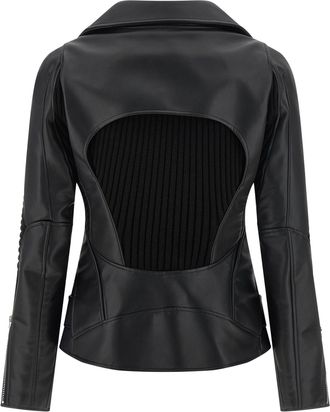 Junya Watanabe Knitted Insert Leather Jacket - Black