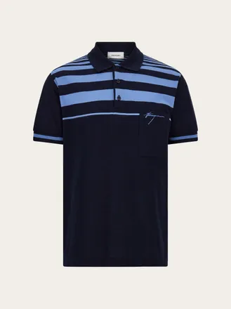 Ferragamo Herren Gestreiftes Polohemd Blau