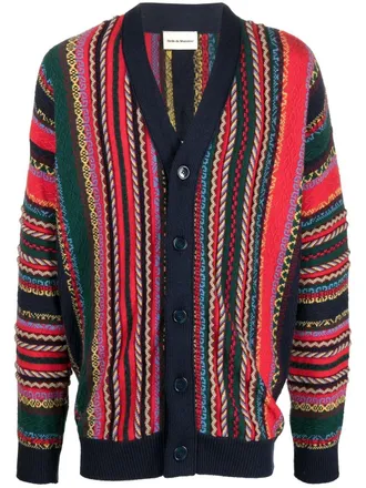 Dr&ocirc;le de Monsieur cardigan en maille &agrave; rayures - Bleu