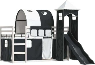 vidaXL Vidaxl - Lit superpos&eacute; sans matelas avec toboggan blanc noir 90x200 cm