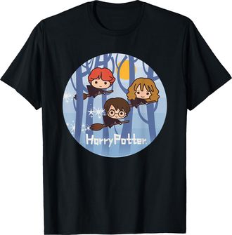 Harry Potter Chibi Trio Flying On Broomsticks T-Shirt