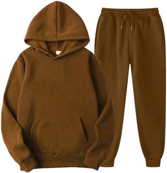 Generic Survêtement 2 pièces pour femme - Décontracté à capuche - Ensemble de jogging - Manteau de sport - Pantalon avec poches - Survêtement basique de coule