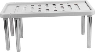 Cabilock Ausziehbares Vielseitiges Aufbewahrungsregal aus Edelstahl und PP Verstellbares Organizer Regal für Küche Bad Schuhe und Wohnraum Platzsparend und Rob