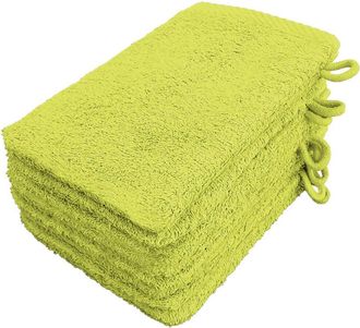 Lanudo Pure Line Waschlappen Waschhandschuh, 8er Set, Reine Frottier Baumwolle, 21 x 15 cm, Farbe Lime