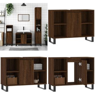 vidaXL Vidaxl - Armoire salle de bain ch&ecirc;ne marron 80x33x60cm bois ding&eacute;nierie - Meuble De Salle De Bain - Armoire De Salle De Bain - Rangement Salle De
