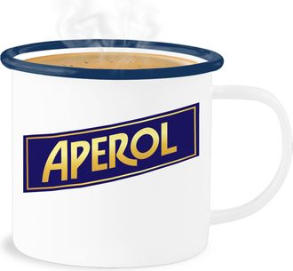 Shirtracer Emaille Becher Blechbecher - Karneval & Fasching - Tassen - Aperol Kostüm I Aperol Logo I - 300 ml - Weiß Blau - fasching- spritz trinkbecher carneval
