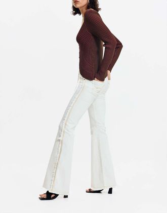 Desigual Jean &eacute;vas&eacute; &agrave; bords effiloch&eacute;s - Blanc