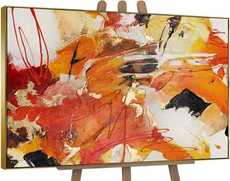 Yohji Yamamoto Art Luxus Acryl Gem&auml;lde auf Leinwand Orangene Abstraktion handgemalt Wandbild modernes Wohndekor abstraktes Motiv Bild echtes Kunstwerk 180x120 cm