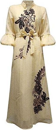 Generic Middle New Sequin Brod&eacute; Longue Robe avec Broderie Arabe Caftan &Eacute;l&eacute;gant Musulman Ethnique Femmes V&ecirc;tements Fente Lat&eacute;rale Robe pour Femme, beige, XXL