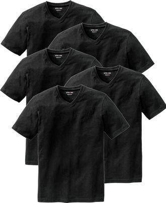 Otto Kern T Shirt Herren im 5er Pack, 5x Kurzarm-Shirts mit V-Ausschnitt, atmungsaktive T-Shirts Herren Schwarz und Wei&szlig; aus 100% Baumwolle, Schwarz, Gr. XXL