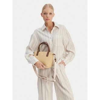 Tommy Hilfiger Handtasche Tommy Hilfiger Popette Mini Tote Raffia AW0AW18523 Beige