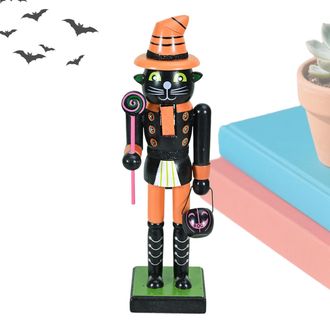 Generic Nussknacker-Ornamente aus Holz - Figuren für Halloween-Partys, saisonale Erinnerungen | Gothic-Skelett-Soldat zur Sammlung, Deko, Kürbislaternenstatue