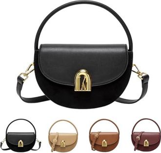 Generic Petit sac &agrave; bandouli&egrave;re en cuir pour femme, petit sac &agrave; main sous les bras, sacoche &agrave; rabat avec sangle r&eacute;glable, cadeau de No&euml;l, de travail, Noir, 11